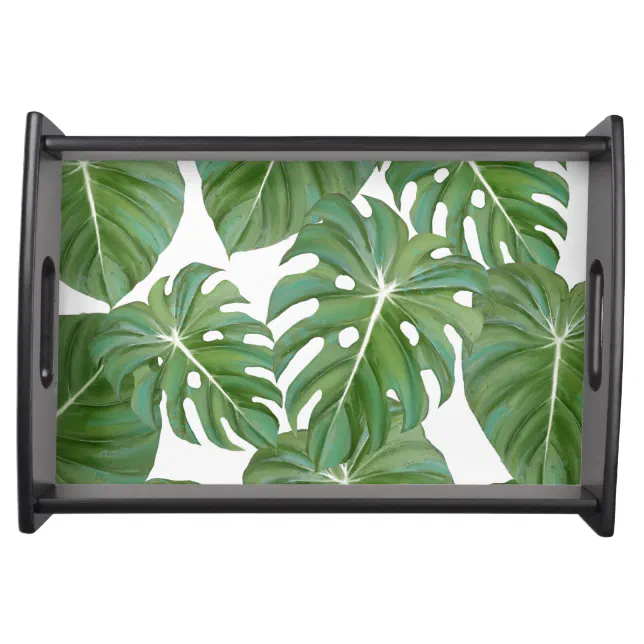 Tropical Botanical Elephants Ear Philodendron Leaf Serving Tray | Zazzle