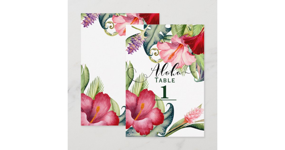 Tropical Botanical Floral Aloha Table Number | Zazzle