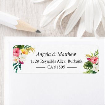 Tropical Botanical Floral Summer Themed Label | Zazzle