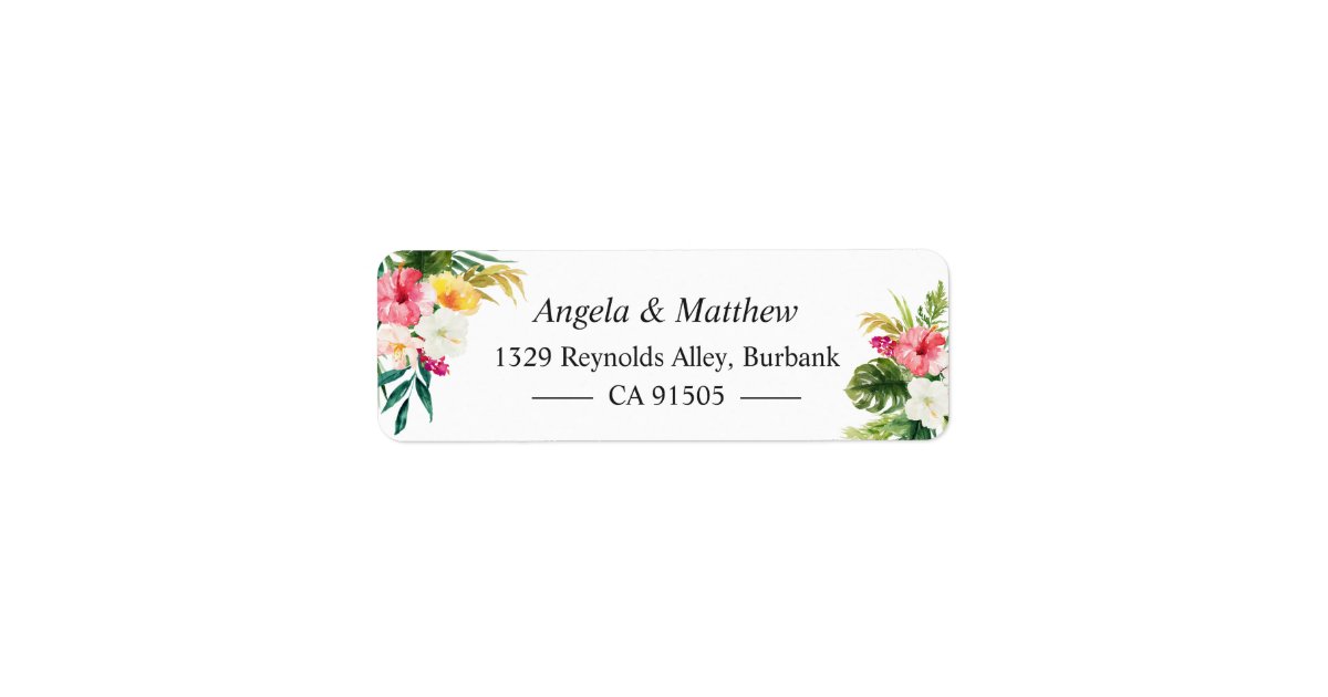 Tropical Botanical Floral Summer Themed Label | Zazzle