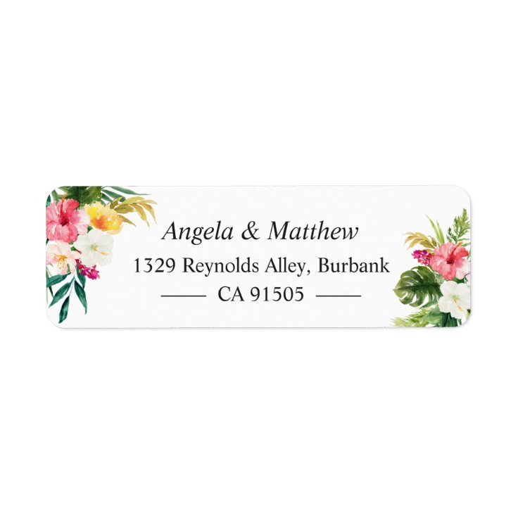 Tropical Botanical Floral Summer Themed Label | Zazzle
