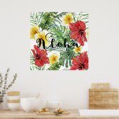 Tropical Botanical Leaves Floral Aloha Luau Party Poster | Zazzle