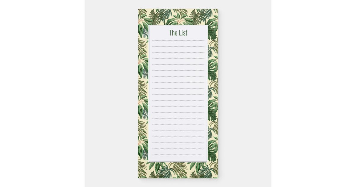 Tropical Botanical Pattern Magnetic Notepad | Zazzle