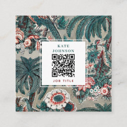 Tropical Botanical QR Code Social Media Icons Square Business Card | Zazzle