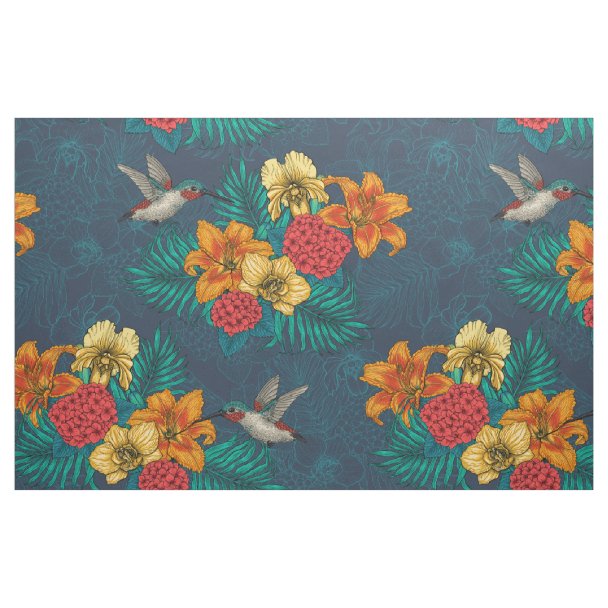 Tropical Hummingbird Fabric | Zazzle