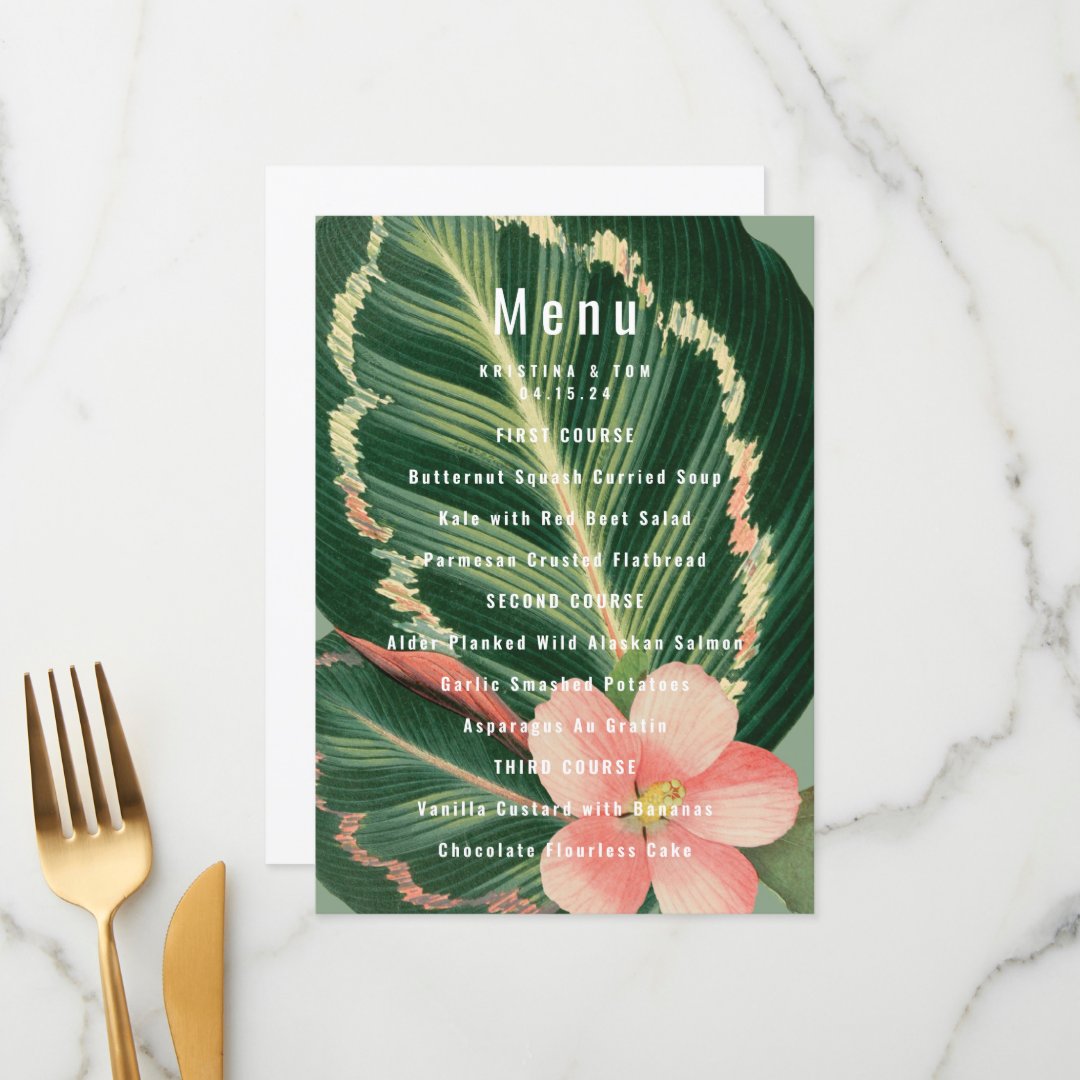 Tropical Bouquet Menu | Zazzle