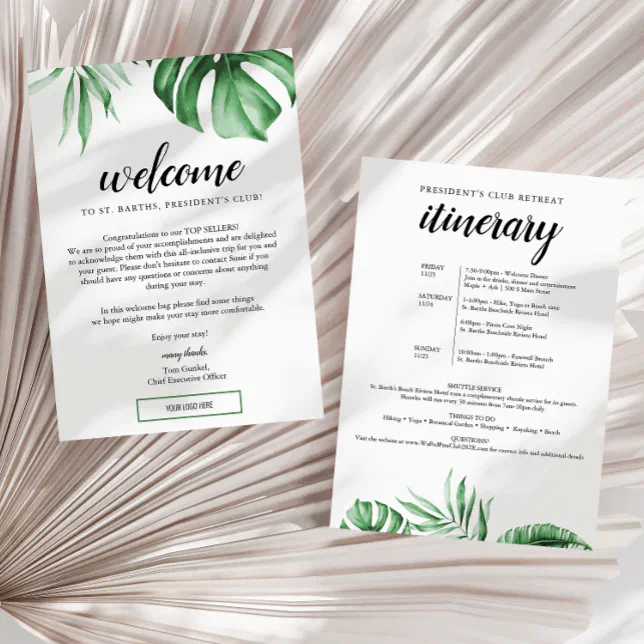 Tropical Business Trip Welcome Letter & Itinerary Invitation | Zazzle