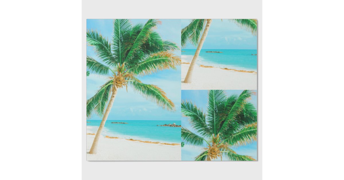Tropical Caribbean Island Beach Palm Tree Wrapping Paper | Zazzle