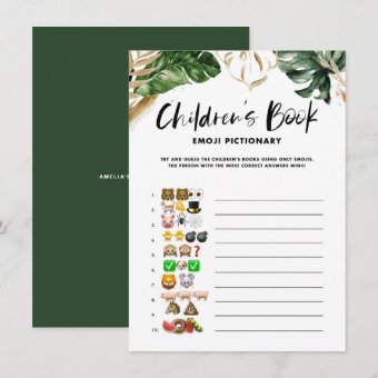 Tropical Children's Book Pictionary Baby Shower Enclosure Card | Zazzle