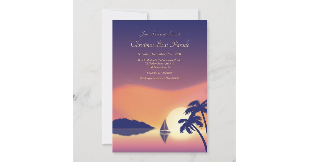 Tropical Christmas Boat Parade Invitation | Zazzle