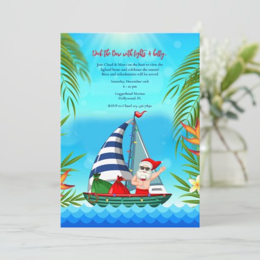 Tropical Christmas Boat Parade Invitation | Zazzle