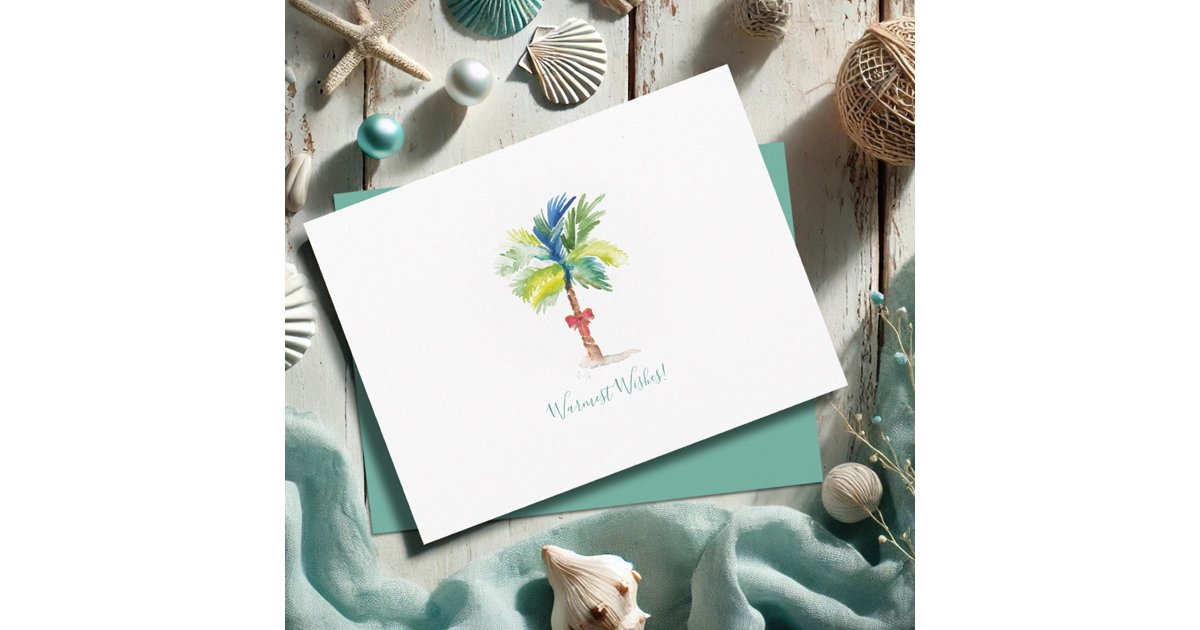 Tropical Christmas Card Palm Trees Postcard | Zazzle