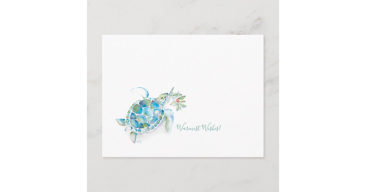 Tropical Christmas Cards Watercolor Sea Turtle | Zazzle