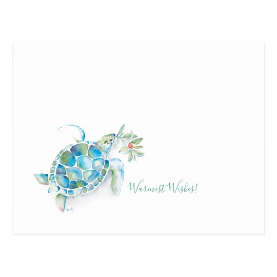 Tropical Christmas Cards Watercolor Sea Turtle | Zazzle.com