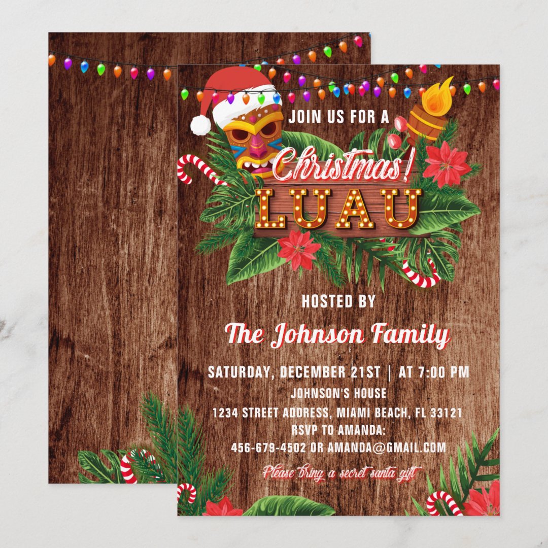 Tropical Christmas Luau Party Invitation | Zazzle