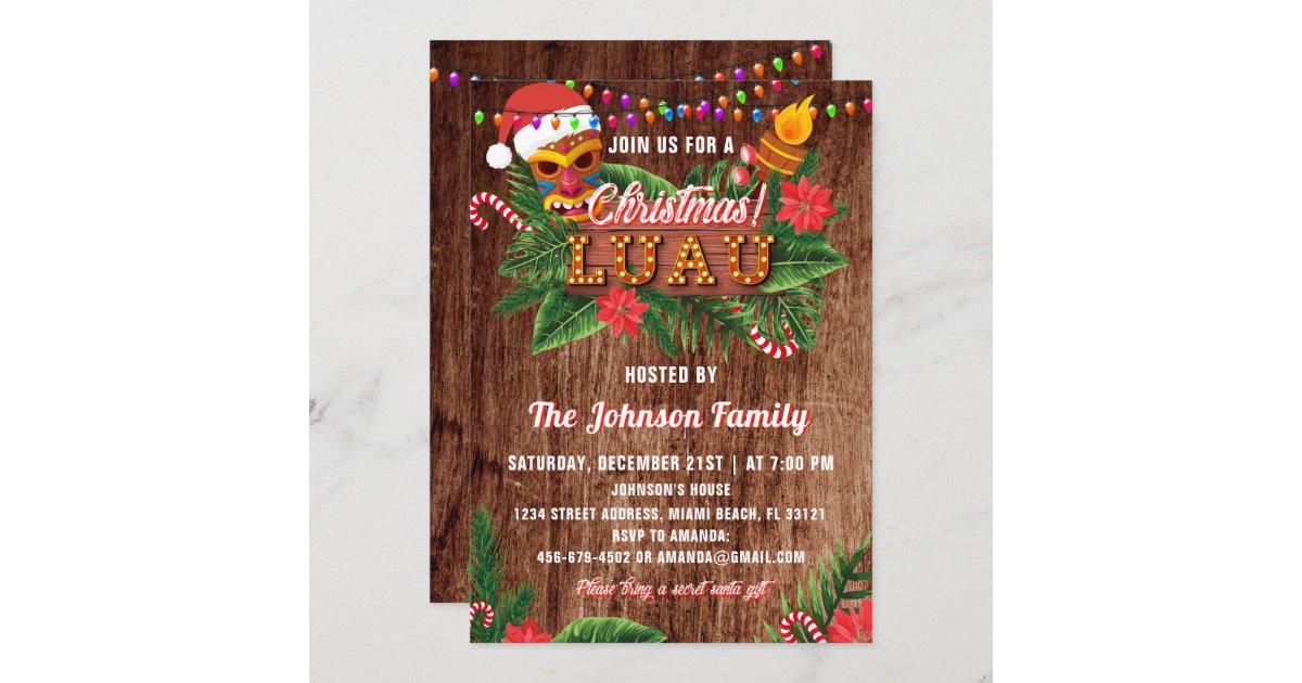 Tropical Christmas Luau Party Invitation Zazzle