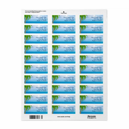 Tropical Christmas Palm Tree Beach Address Label | Zazzle