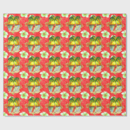 Tropical Christmas Palm Tree Wrapping Paper | Zazzle