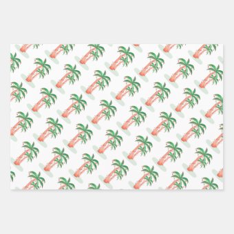 Tropical Christmas Palm Trees Wrapping Paper Sheets | Zazzle