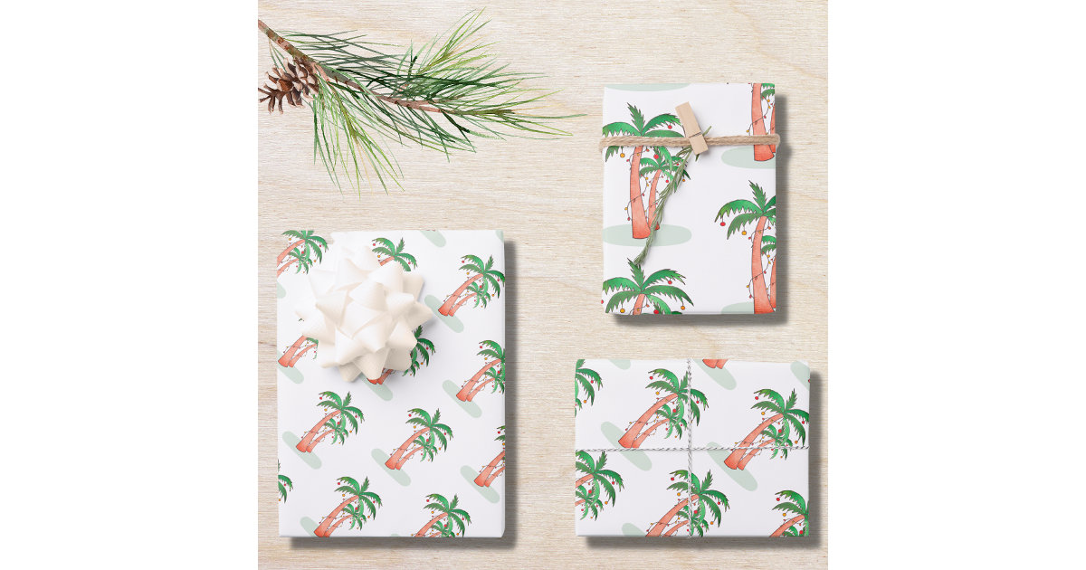 Tropical Christmas Palm Trees Wrapping Paper Sheets | Zazzle