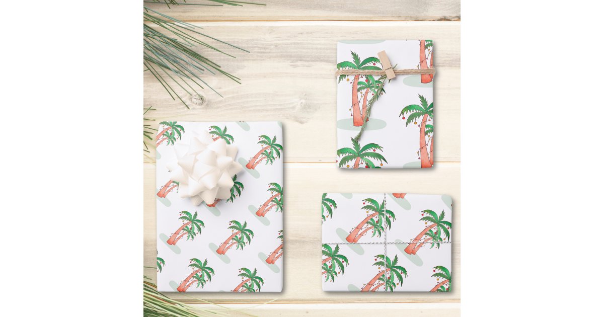 Tropical Christmas Palm Trees Wrapping Paper Sheets | Zazzle