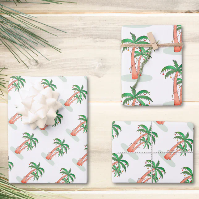 Tropical Christmas Palm Trees Wrapping Paper Sheets | Zazzle
