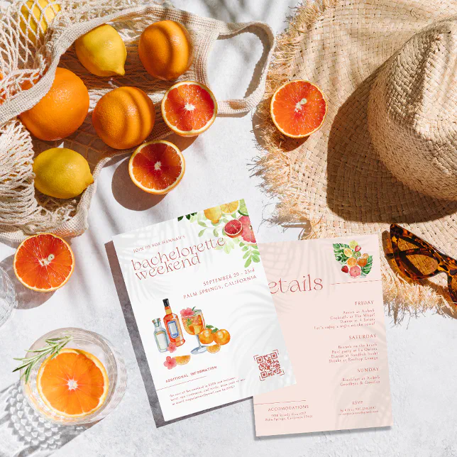 Tropical Citrus Spritz | Bachelorette Weekend Invitation | Zazzle