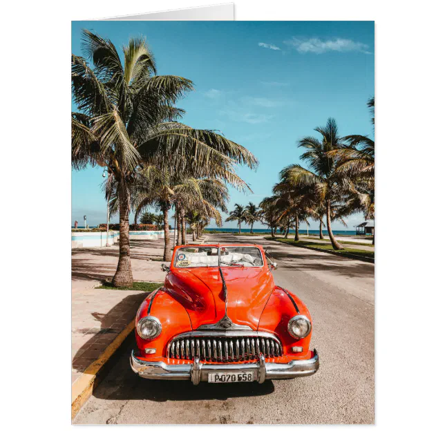 TROPICAL CLASSIC CAR BIRTHDAY BIG BIGGEST GREETING CARD | Zazzle
