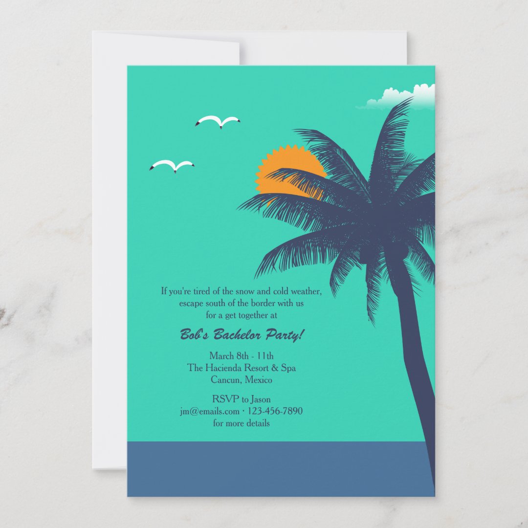 Tropical Climate Bachelor/Bachelorette Party Inv Invitation | Zazzle