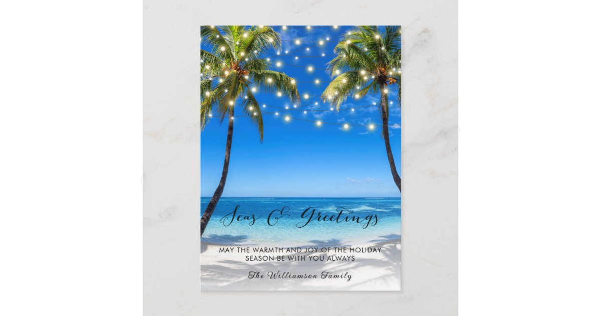 Tropical Coastal Beach Christmas Holiday Card | Zazzle