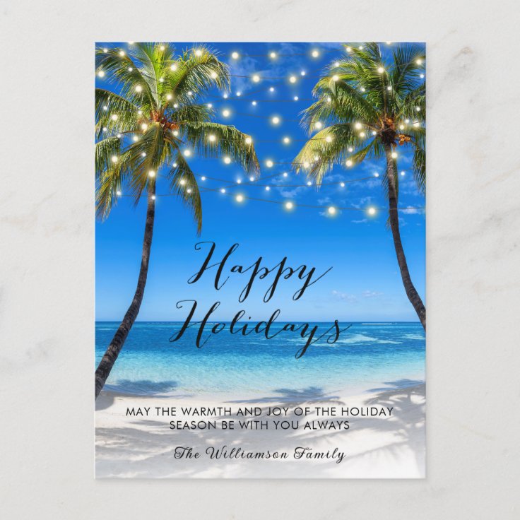 Tropical Coastal Beach Christmas Holiday Card | Zazzle