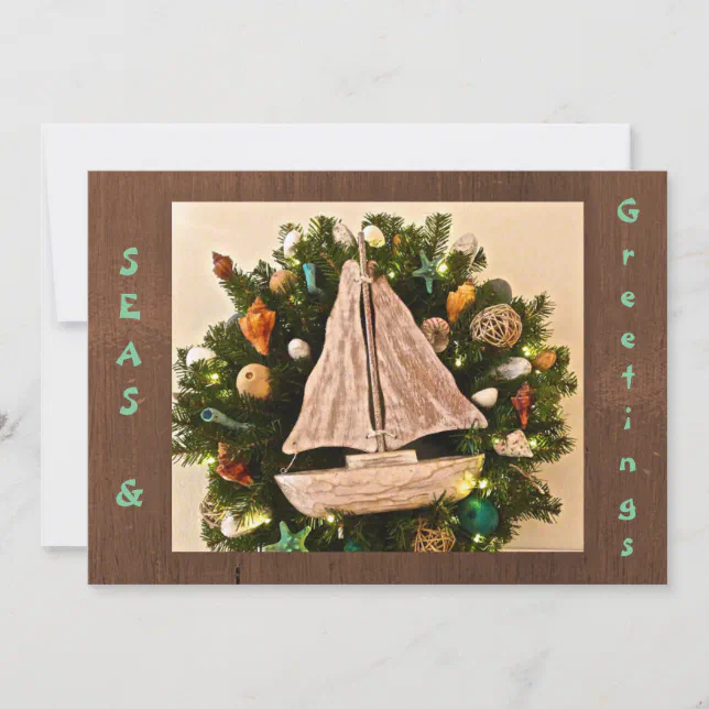 Tropical Coastal Seas & Greetings Beach Christmas Holiday Card | Zazzle