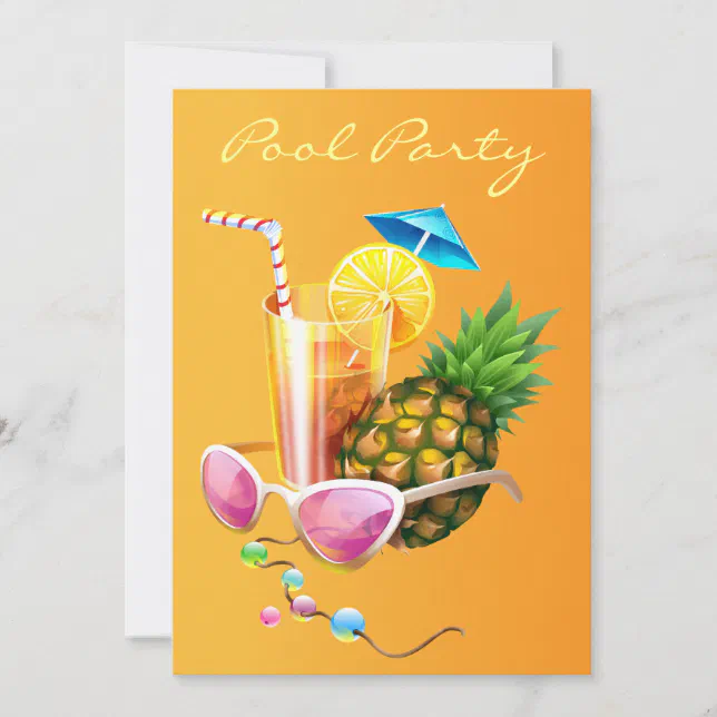 Tropical Cocktail Pool Party Invitation | Zazzle