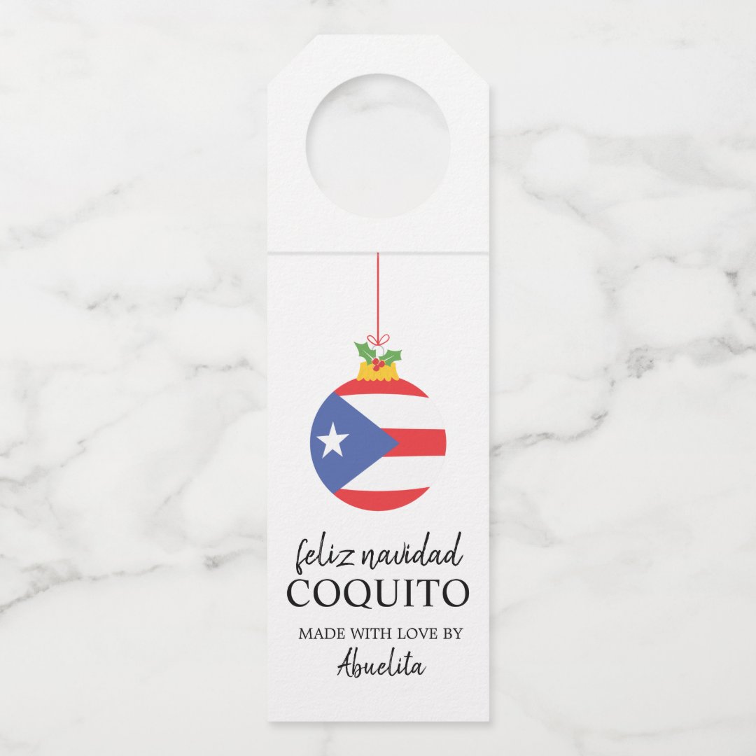 Tropical Coconut Coquito Christmas Drink Bottle Hanger Tag | Zazzle