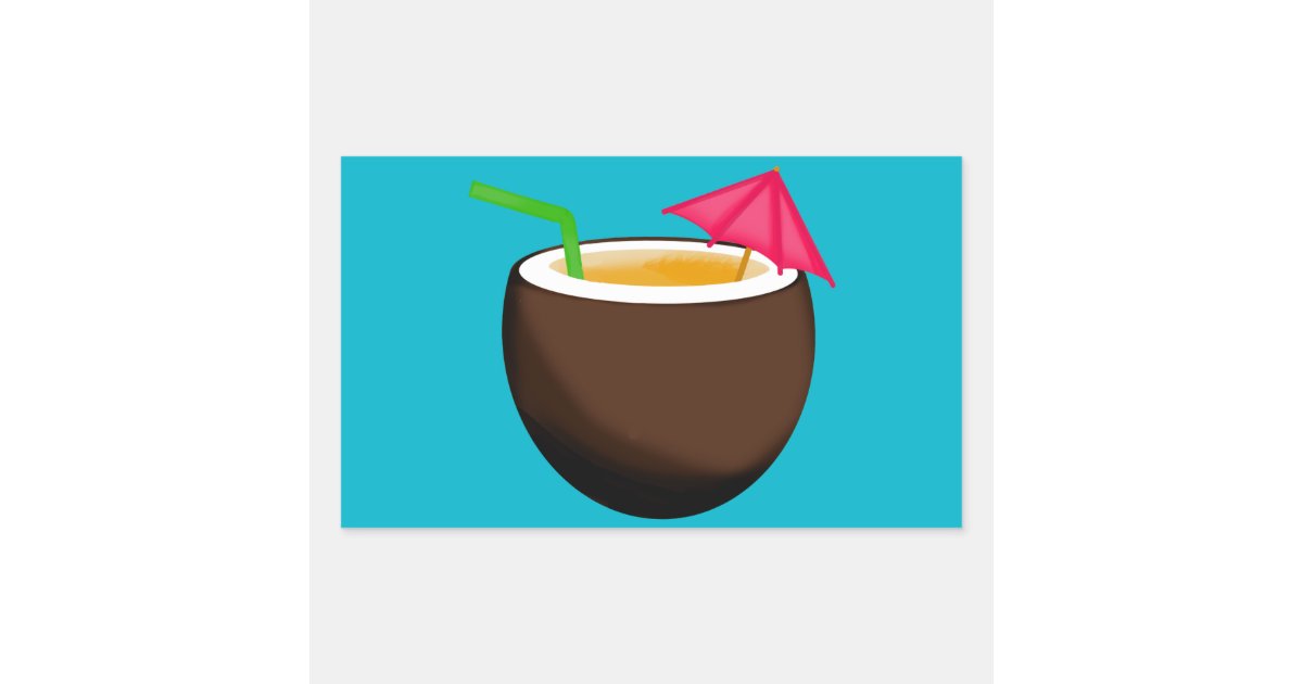 Tropical Coconut Drink Rectangular Sticker | Zazzle