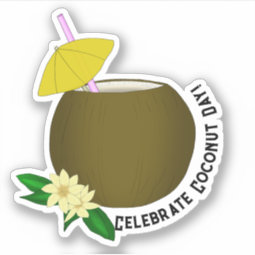 Tropical Coconut Drink Sticker | Zazzle