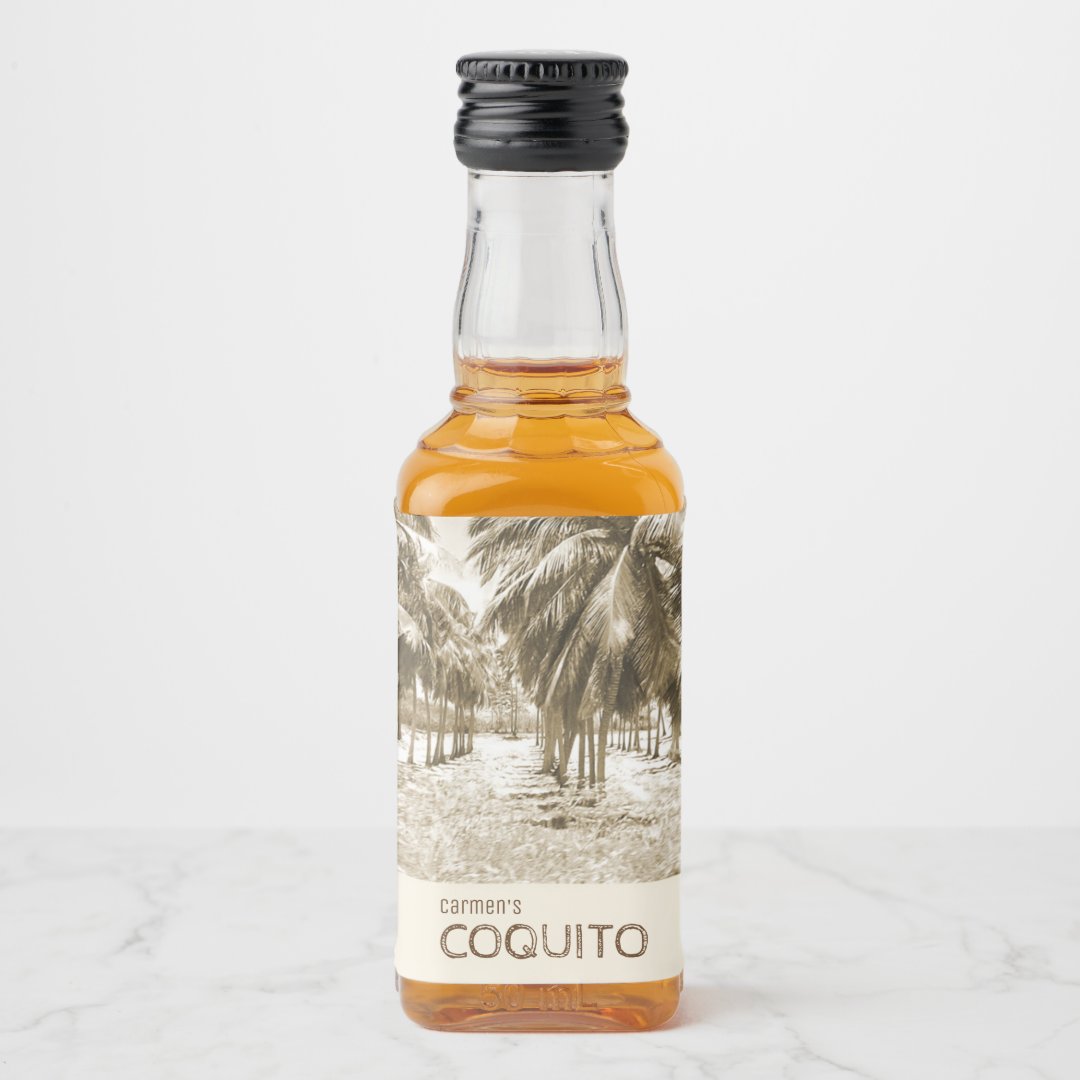 Tropical Coconut Palm Tree for Coquito Liquor Bottle Label | Zazzle