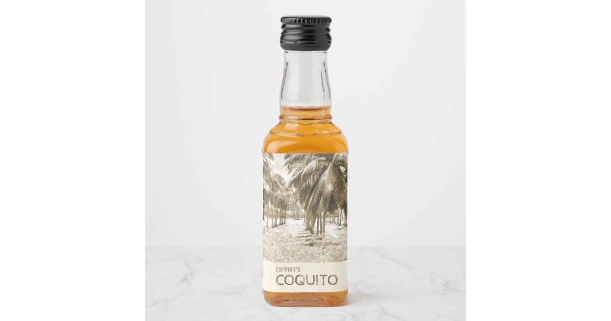 Tropical Coconut Palm Tree for Coquito Liquor Bottle Label | Zazzle