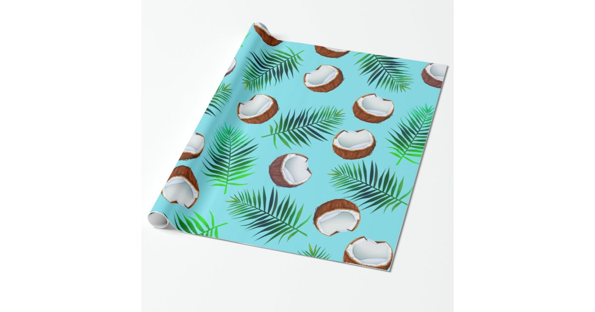 Tropical Coconuts & Palm Leaves Wrapping Paper | Zazzle