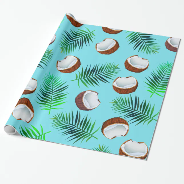 Tropical Coconuts & Palm Leaves Wrapping Paper | Zazzle