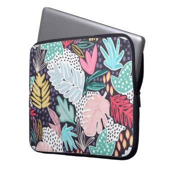 Tropical Collage Colorful Pattern Laptop Sleeve | Zazzle