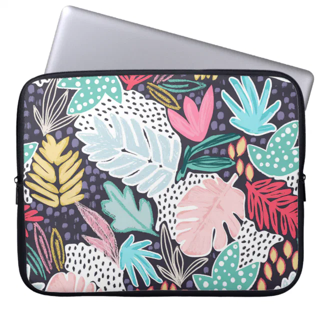 Tropical Collage Colorful Pattern Laptop Sleeve | Zazzle