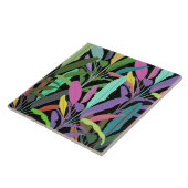 Tropical Colorful Banana Leaves Black Pattern Ceramic Tile | Zazzle