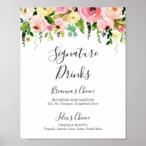Tropical Colorful Fall Signature Drinks Sign | Zazzle