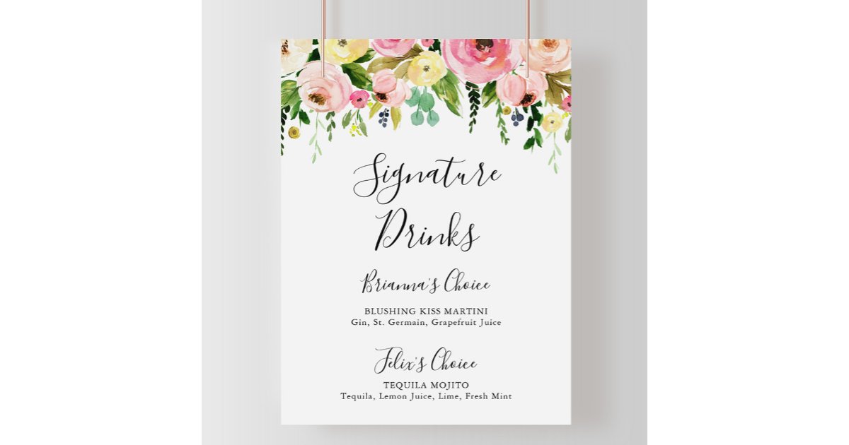Tropical Colorful Fall Signature Drinks Sign | Zazzle