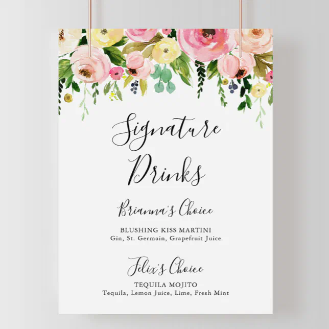 Tropical Colorful Fall Signature Drinks Sign | Zazzle