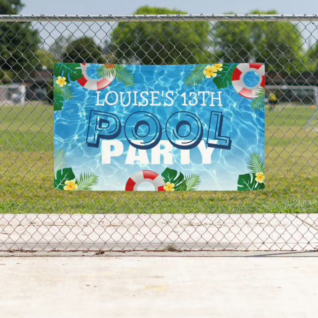 Tropical Cool Pool Party | Kids Birthday Banner | Zazzle