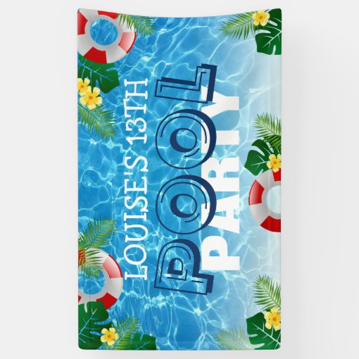 Tropical Cool Pool Party | Kids Birthday Banner | Zazzle