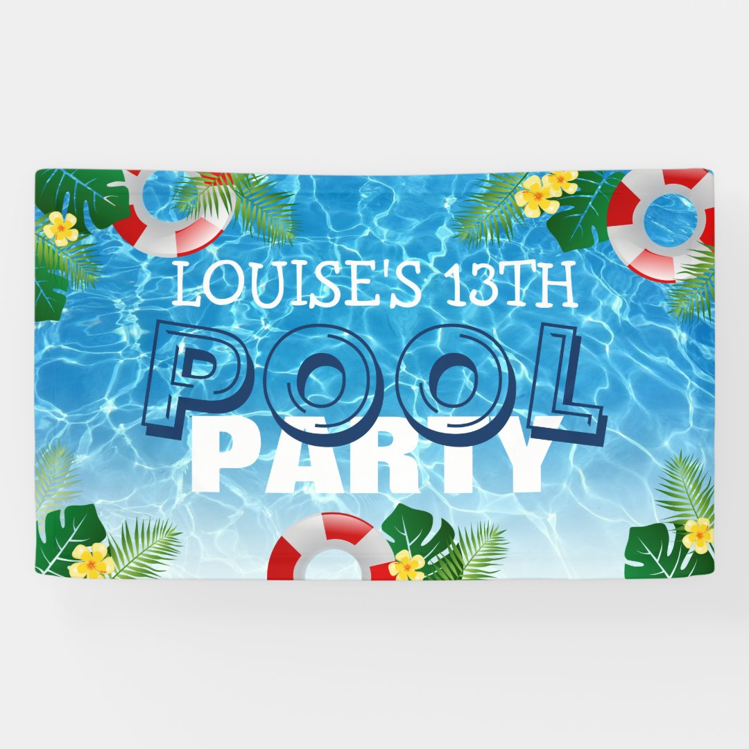 Tropical Cool Pool Party | Kids Birthday Banner | Zazzle