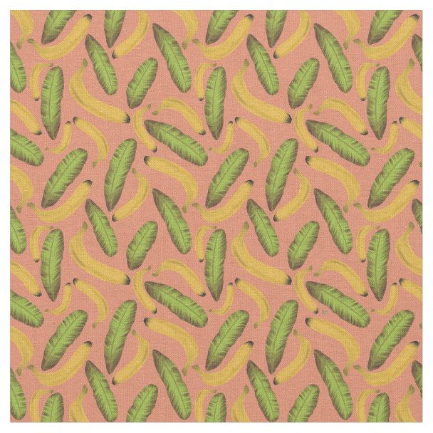 Tropical Banana Leaves Pattern Fabric | Zazzle